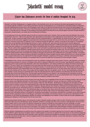 Grade 9 'Macbeth' essay | Teaching Resources Grade 9 'Macbeth' essay | Teaching Resources