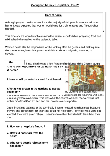 Edexcel Medicine (Medieval) - 4. Medieval medical care | Teaching Resources