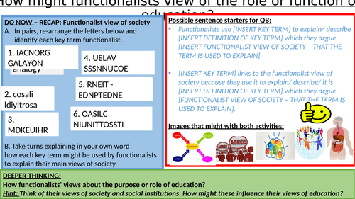 AQA A-level Sociology Education Topic 5 Role of education ...