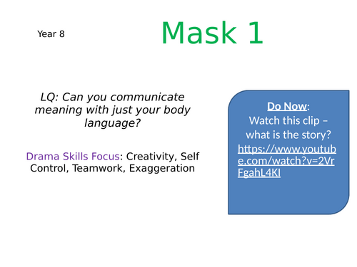 Mask (Trestle Theatre) PowerPoint - Half Term | Teaching Resources