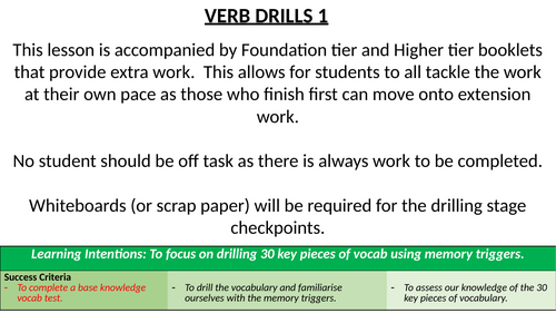 GCSE VOCAB DRILLS WITH MEMORY AIDS 1 (LEARN 30 KEY VOCAB IN AN HOUR ...