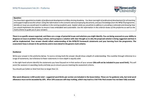 2024 NPQLTD - example answers to case study | Teaching Resources