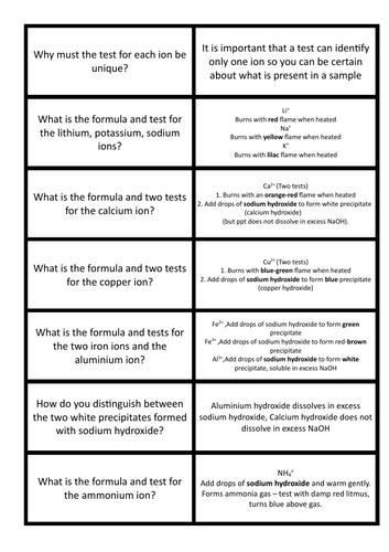 Flash card revision Chemistry Paper 2 | Teaching Resources
