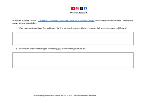 LIBF CeFS Ben and Lucy Case Study 1 - June 2024 Exam | Teaching Resources