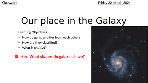 Astronomy GCSE Chapter 15 - Our Place in The Galaxy | Teaching Resources