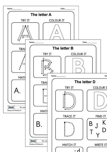 Alphabets Activities Colouring, Tracing, Find, Match and Write Pages ...