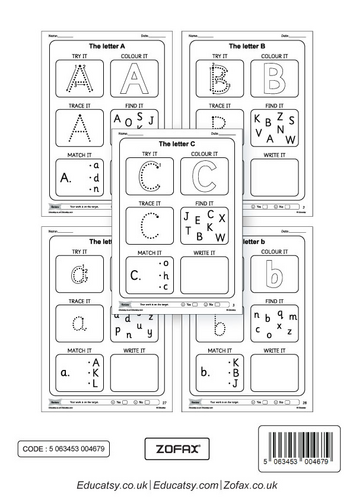 Alphabets Activities Colouring, Tracing, Find, Match and Write Pages ...