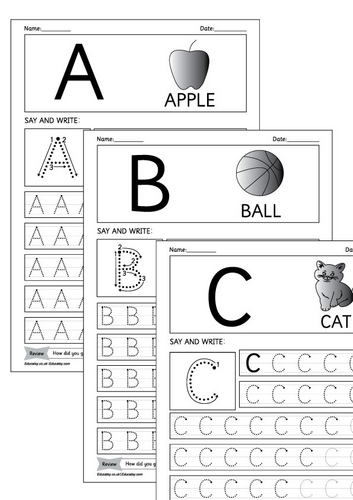 Uppercase Handwriting Practice Sheets Alphabet Tracing Worksheets A-Z ...