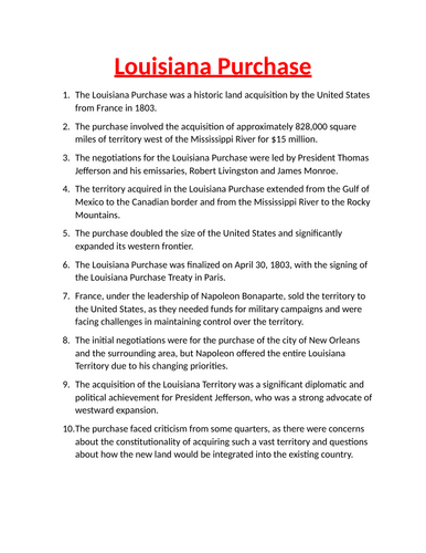 Let's learn about Louisiana Purchase: Did You Know 50 Fun Facts for ...