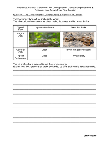 B6 Inheritance Variation And Evolution Aqa Gcse Science Biology Revision 9 1 Teaching Resources