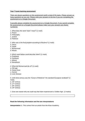 Medieval assessment | Teaching Resources