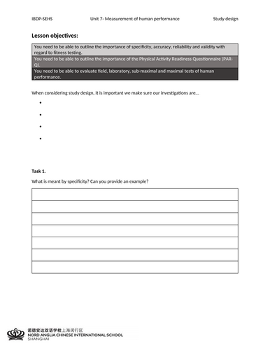 IBDP Sport, exercise and health science entire course lesson plans and ...