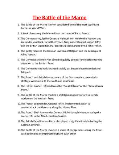 Let's learn about The Battle of the Marne: Did You Know 50 Fun Facts ...