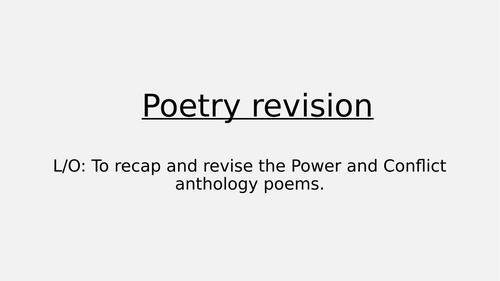 Power and Conflict Poetry AQA | Teaching Resources