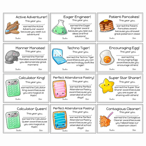 50 Positive End of the Year Awards for Students | Cute | Funny | PDF ...