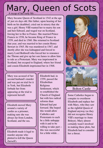 KS3 History Tudors Lesson - Mary, Queen of Scots | Teaching Resources