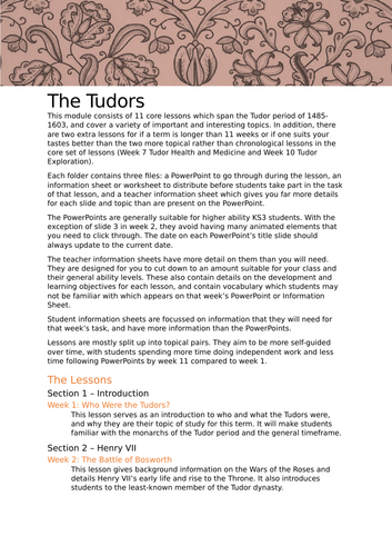 14-Lesson KS3 History Tudors Module | Teaching Resources