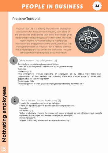IGCSE Business Unit 2.1: Motivating employees | Teaching Resources