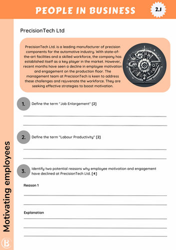IGCSE Business Unit 2.1: Motivating employees | Teaching Resources