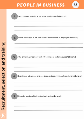 IGCSE Business Unit 2.3: Recruitment, selection and training of ...