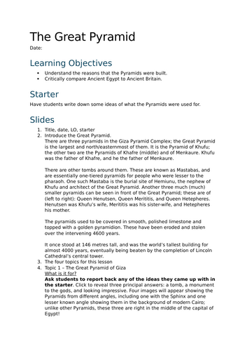KS3 Pyramids of Giza - The History of the World in 11 buildings ...