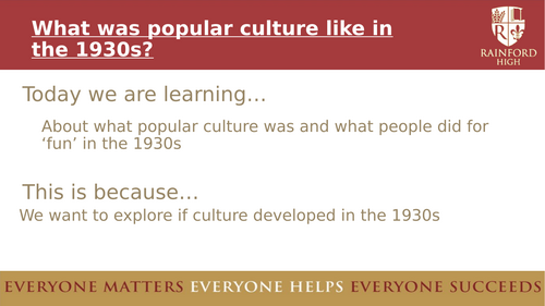 AQA 8145 America 1920-73 - 1930s Popular culture | Teaching Resources