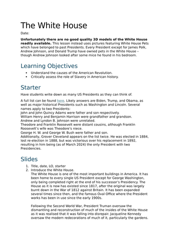 KS3 The White House - The History of the World in 11 buildings ...