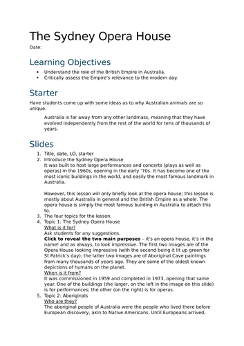 KS3 Sydney Opera House - The History of the World in 11 buildings ...