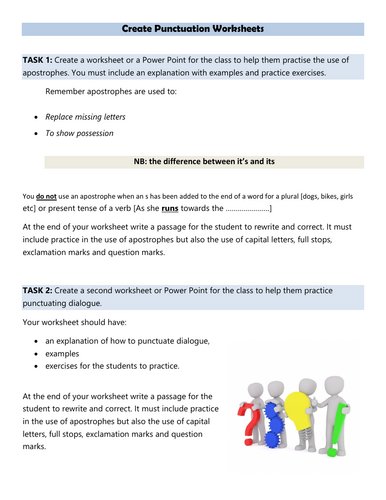 Students Create Punctuation Worksheet to Learn | Teaching Resources