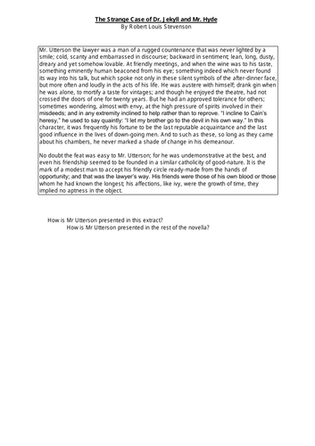 Jekyll and Hyde GCSE extract&wider questions - 29 of them! | Teaching ...