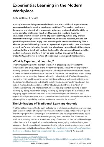 Experiential Learning in the Modern Workplace | Teaching Resources