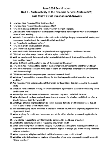 LIBF UNIT 4 JUNE 2024 CASE STUDY 1 QUIZ - 'Frank and Nina' | FINANCIAL ...