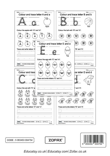 Printable A to Z Uppercase and Lowercase Alphabet Letters Handwriting ...
