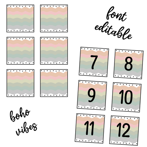 Printable Boho Neutral Calendar Number Labels, Classroom Number Labels ...