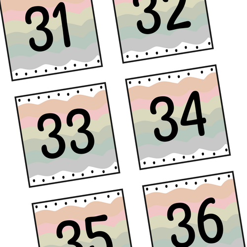 Printable Boho Neutral Calendar Number Labels, Classroom Number Labels ...