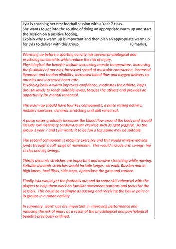 CNAT Sports Science R180 Long Answer Practice | Teaching Resources