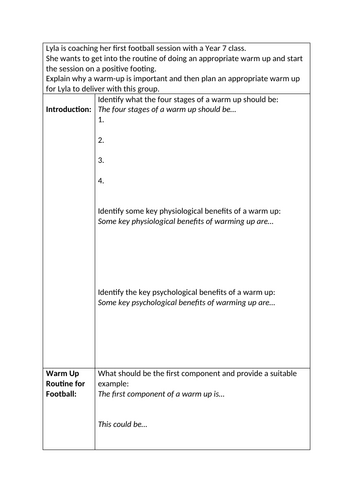 CNAT Sports Science R180 Long Answer Practice | Teaching Resources