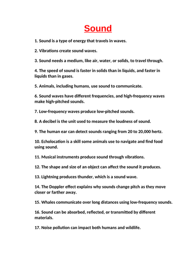 Let's learn about Sound: Did You Know 50 Facts for kids | Teaching ...