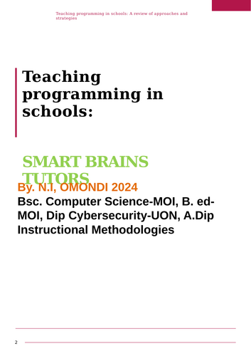 Ways of teaching Programming to students | Teaching Resources