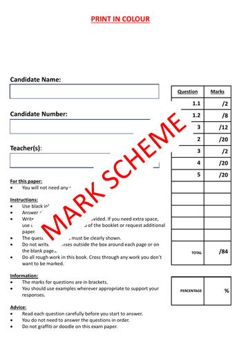 Media Studies GCSE AQA Paper Two: Full Mark Responses and Mark Scheme ...