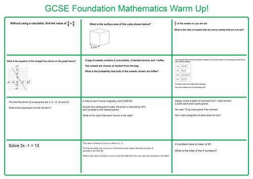 GCSE Foundation Mathematics Morning Warm Up 2! | Teaching Resources GCSE Foundation Mathematics Morning Warm Up 2! | Teaching Resources