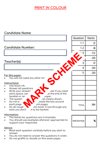 Media Studies GCSE AQA Paper Two: Full Mark Responses and Mark Scheme ...