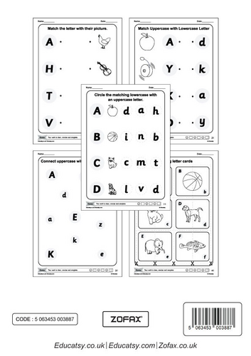Toddler Printable Workbook Match with Picture and Connect Letter Circle ...