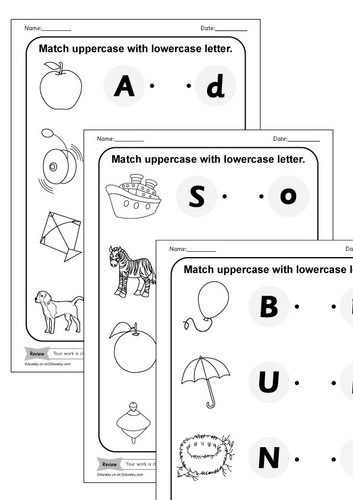 Toddler Printable Workbook Match with Picture and Connect Letter Circle ...