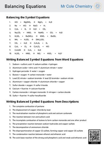 Balancing Equations | Teaching Resources