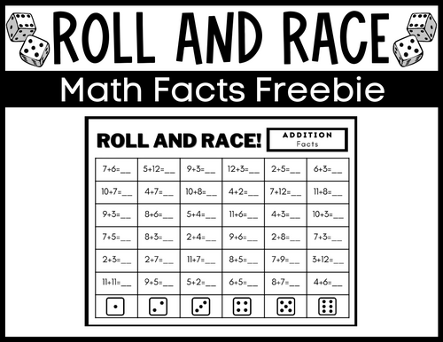 Roll and Race Math Dice Game - Addition, Subtraction, Multiplication ...