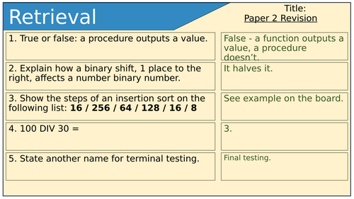 Computer Science Paper 2 Revision (3 lessons) | Teaching Resources