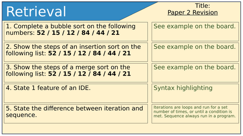 Computer Science Paper 2 Revision (3 lessons) | Teaching Resources
