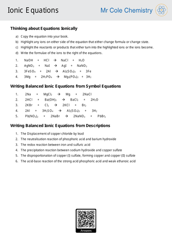 Ionic Equations | Teaching Resources