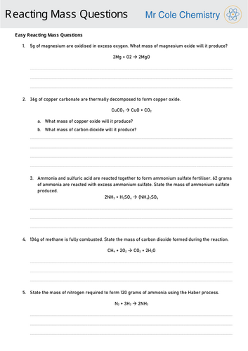 Reacting Masses | Teaching Resources